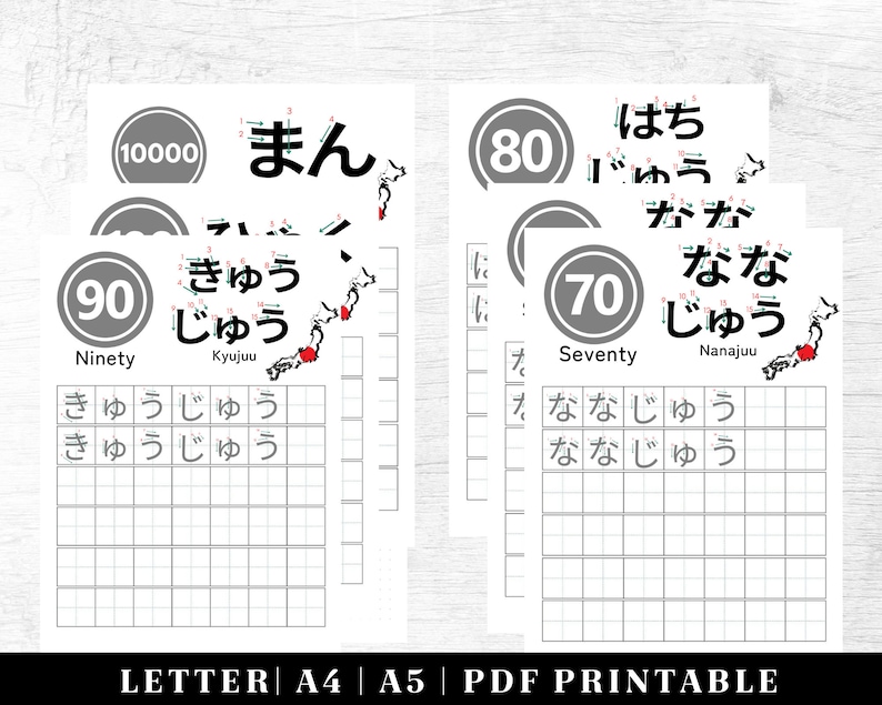 Japanese Katakana Workbook Printable Japanese Numbers Writing Practice ...