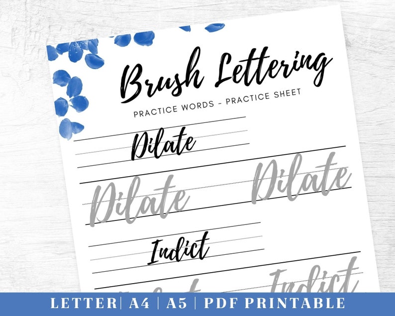 Learn Modern Calligraphy | Printable Hand Lettering Worksheet | Brush ...