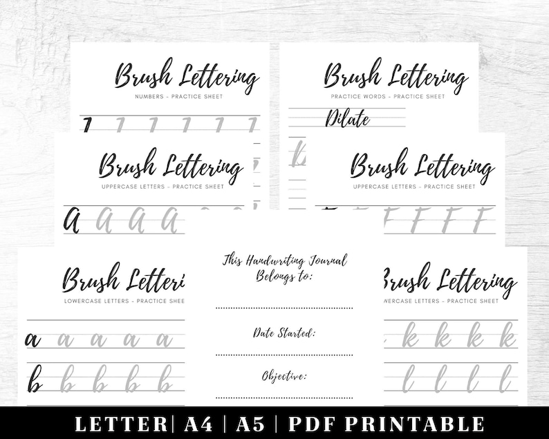 Learn Modern Calligraphy Printable Hand Lettering Worksheet - Etsy