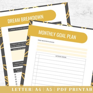 Goals Planner Printable | Gold Productivity Tracker | Digital Download ...