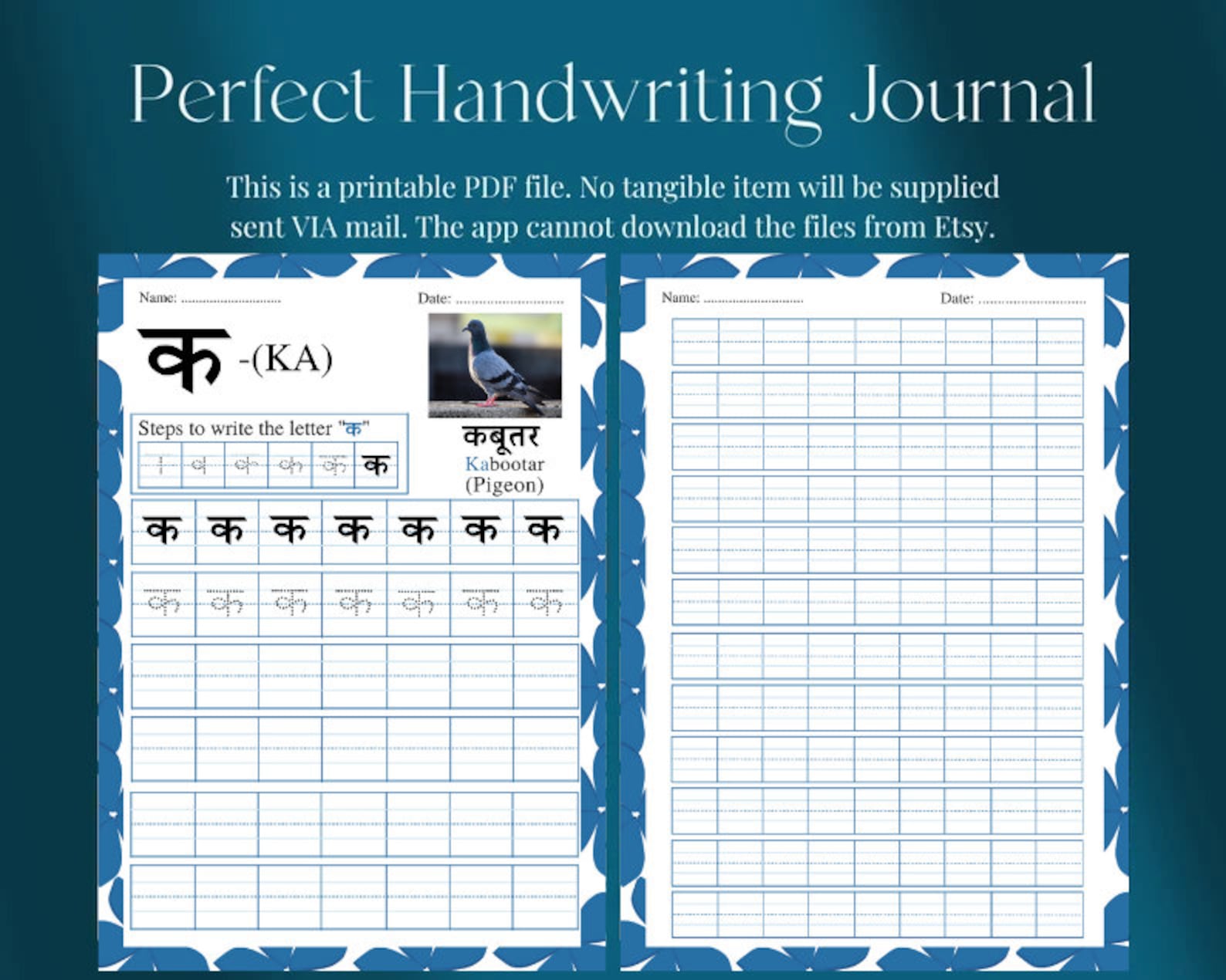 Hindi Alphabet Workbook Printable Hindi Writing Template - Etsy