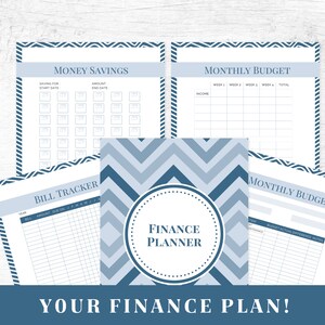 Finance Planner Printable | Blue Budget Tracker | Digital Download ...