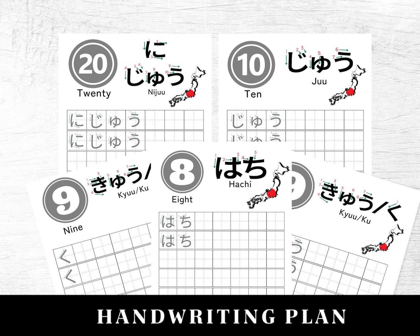 Japanese Katakana Workbook Printable Japanese Numbers Writing Practice ...