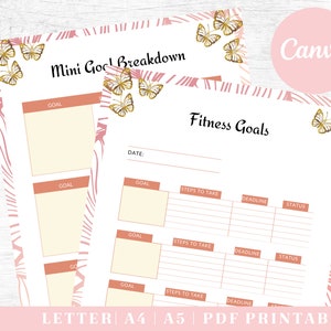 Goals Planner Printable | Pink & Gold Productivity Tracker | Digital ...