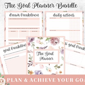 Goals Planner Printable | Pink Productivity Tracker | Digital Download ...