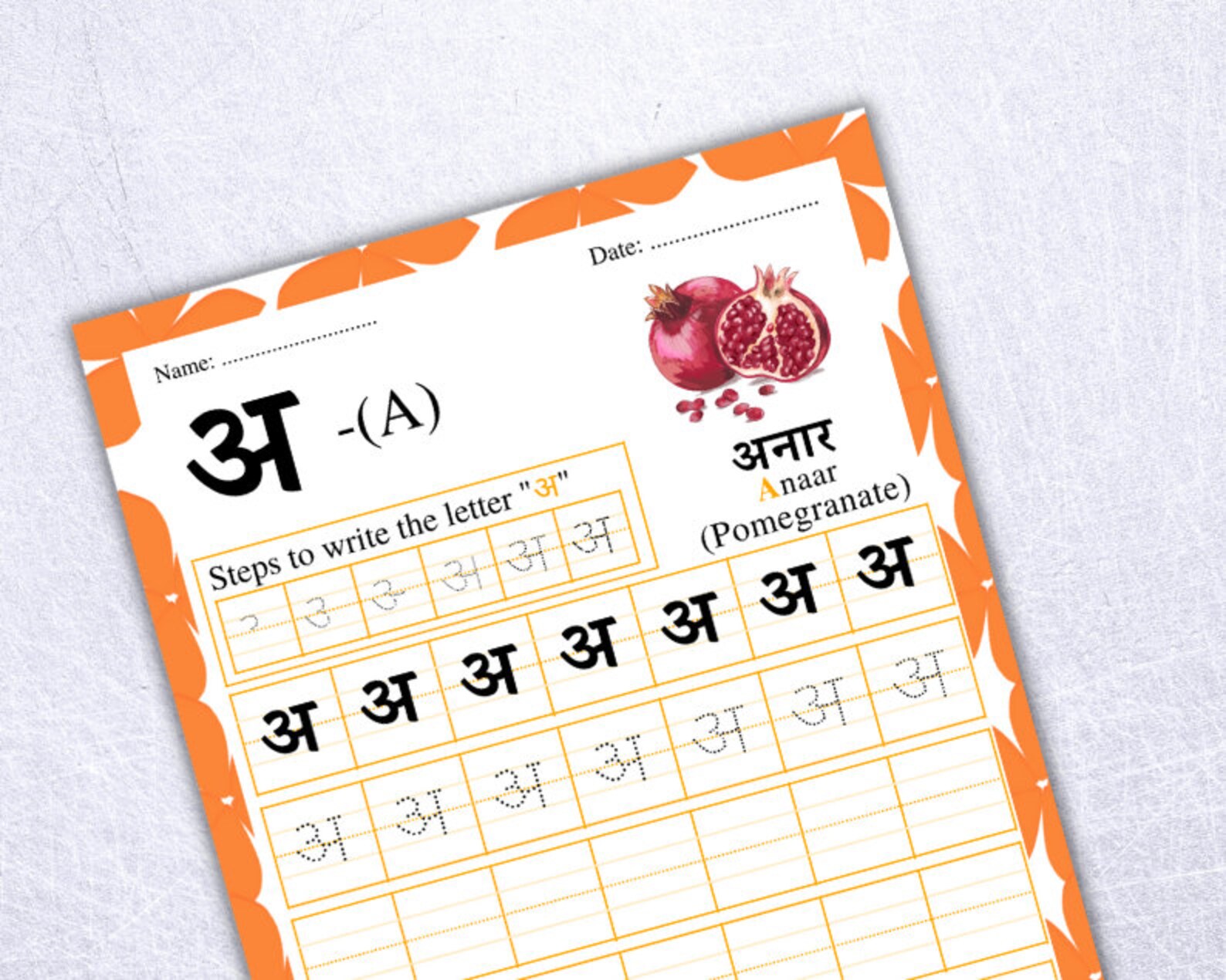 Hindi Alphabet Workbook Printable Hindi Writing Template Hindi ...