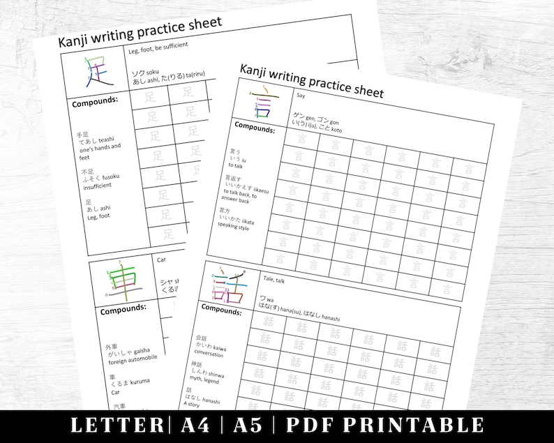 Japanese Language Workbook | Printable Japanese Calligraphy | Kanji ...