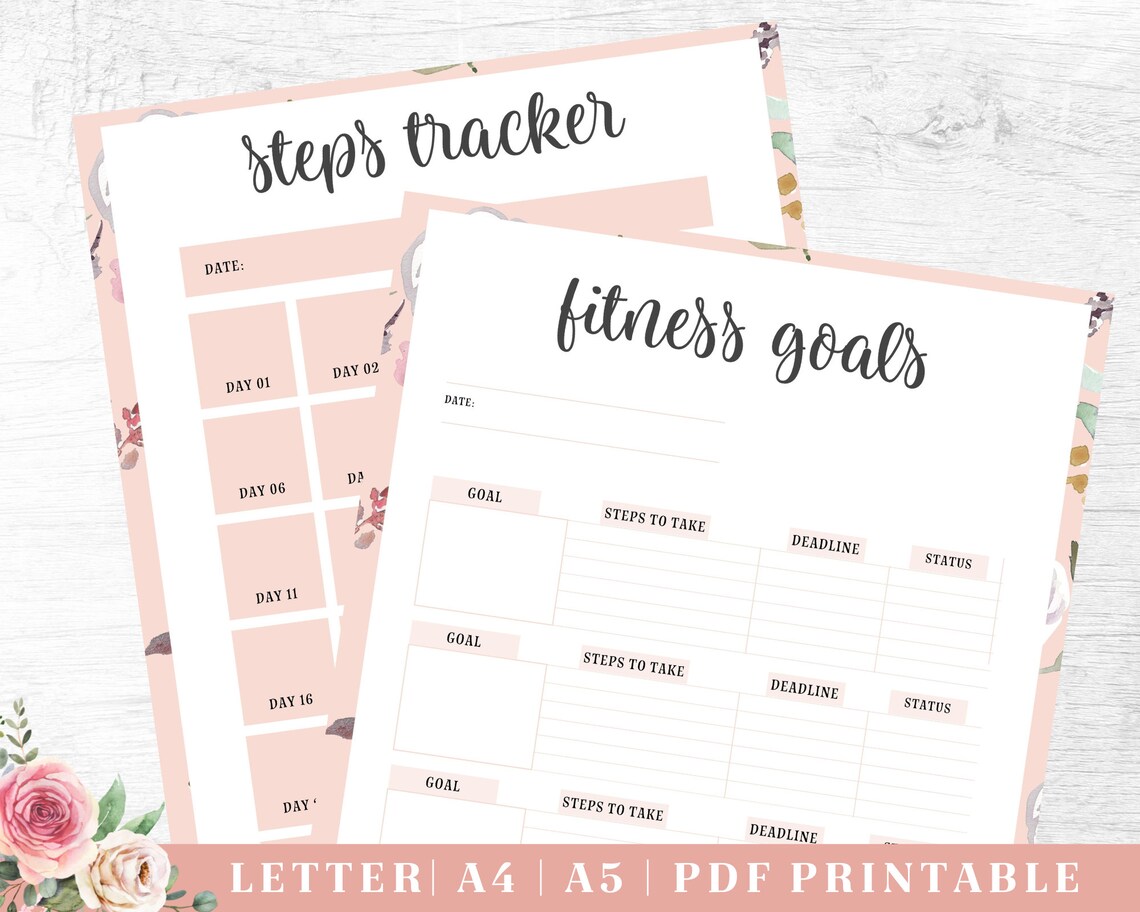 Goals Planner Printable Pink Productivity Tracker Digital - Etsy