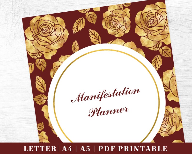 Manifest Journal Printable Red & Gold Gratitude Planner - Etsy