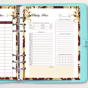 Study Planner Printable | Red and Gold Assignment Tracker | Digital ...