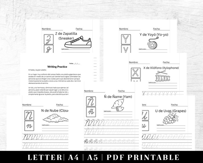 Spanish Cursive Handwriting Practice Worksheets Printable Neat ...
