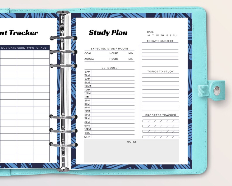Study Planner Printable Blue & White Assignment Tracker - Etsy