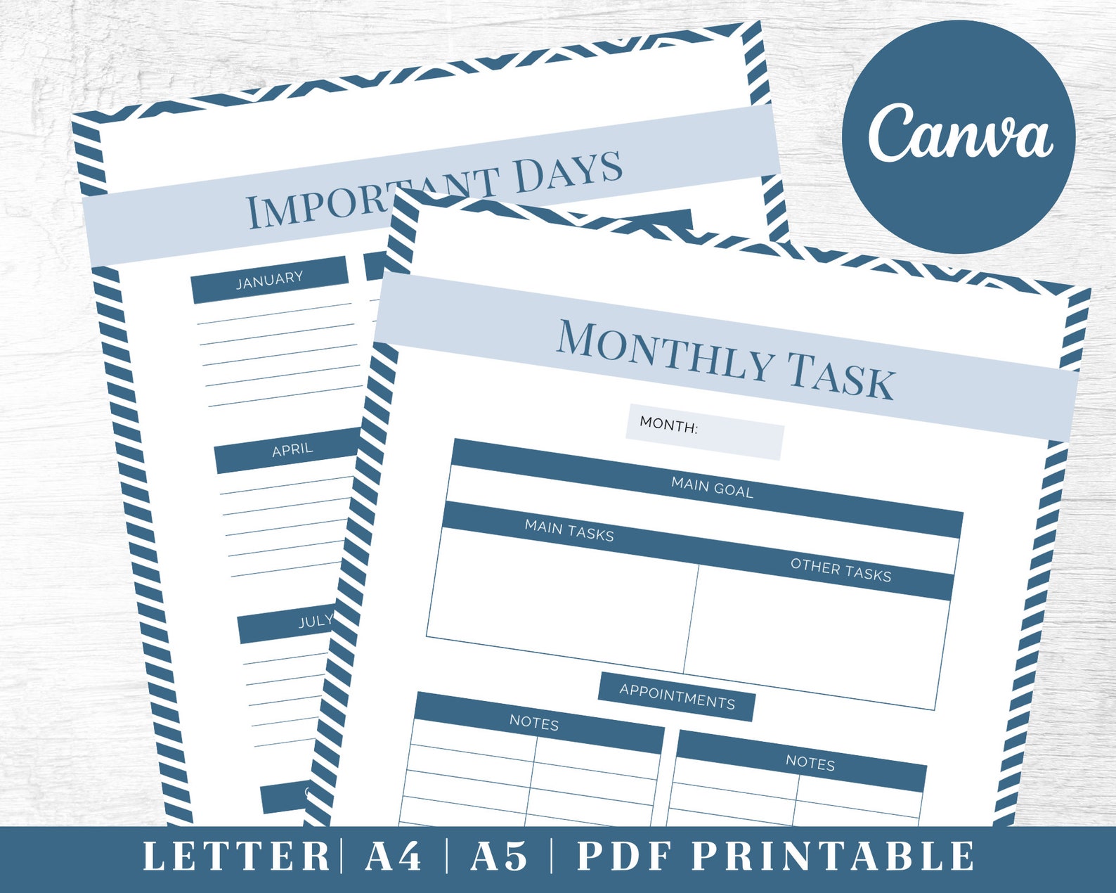 Productivity Planner Printable Daily Weekly Monthly Tracker Digital ...