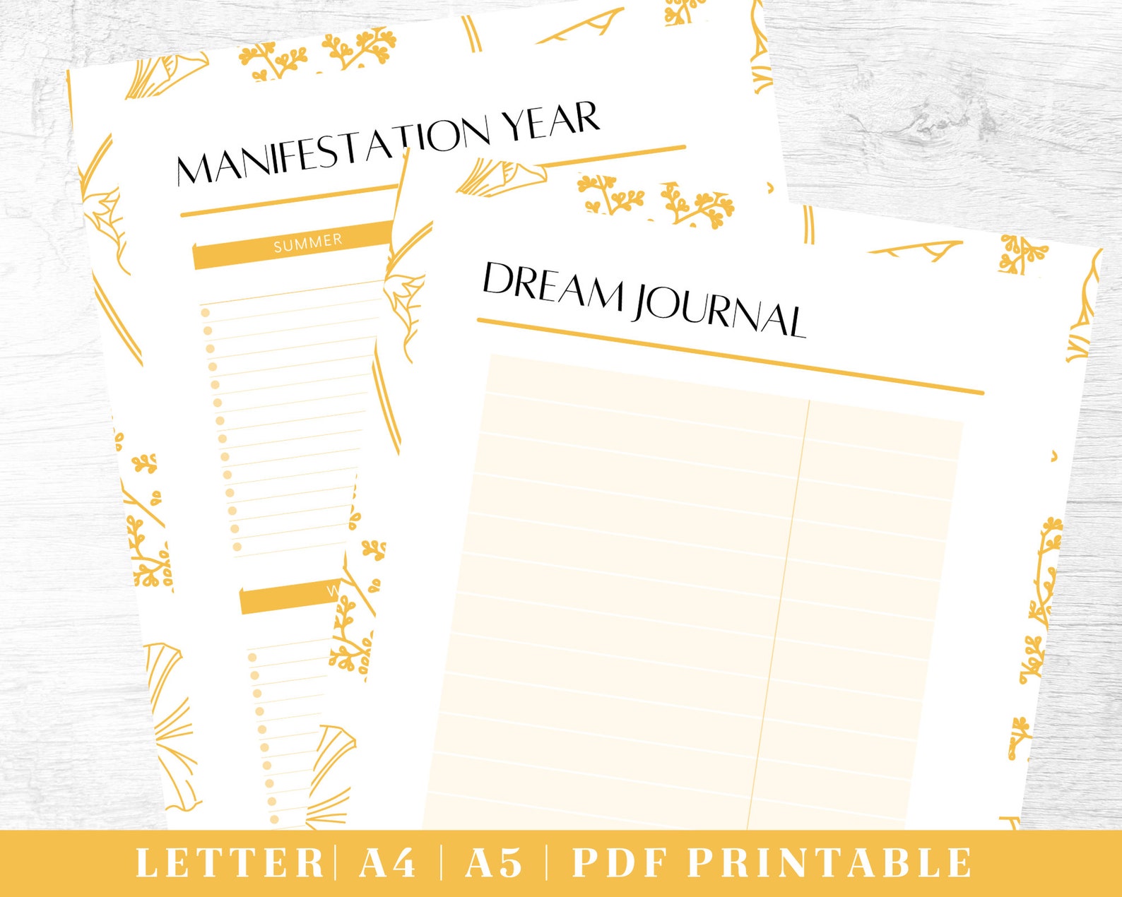 Manifest Journal Printable Gold Gratitude Planner Digital - Etsy