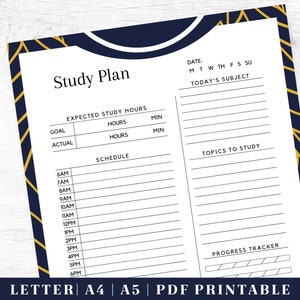 Study Planner Printable | Blue & Yellow Assignment Tracker | Digital ...