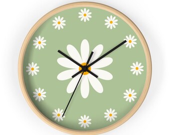 Retro Flower Wall Clock Light Sage and White Retro Home - Etsy