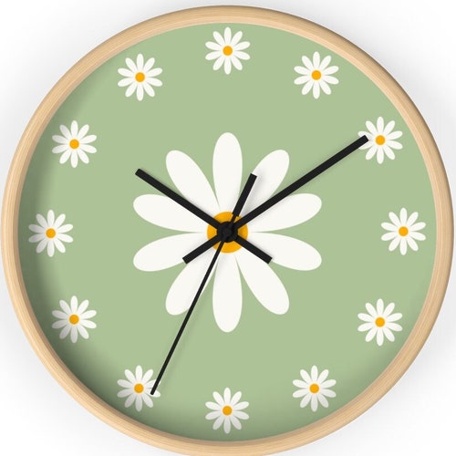 Daisy Flower Clock Green Plant Wall Clocks Home Decor - Etsy