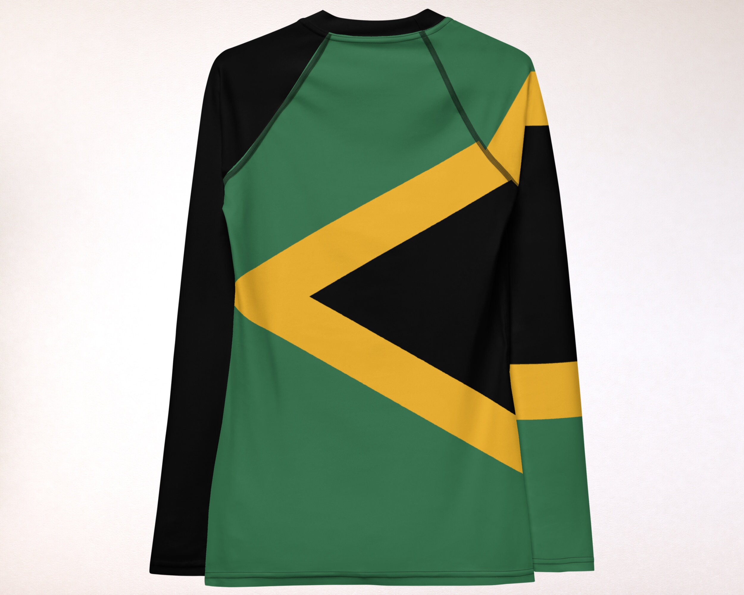 Jamaica UPF 50+ Rash Guard, Black Green Yellow Jamaican Flag Print ...