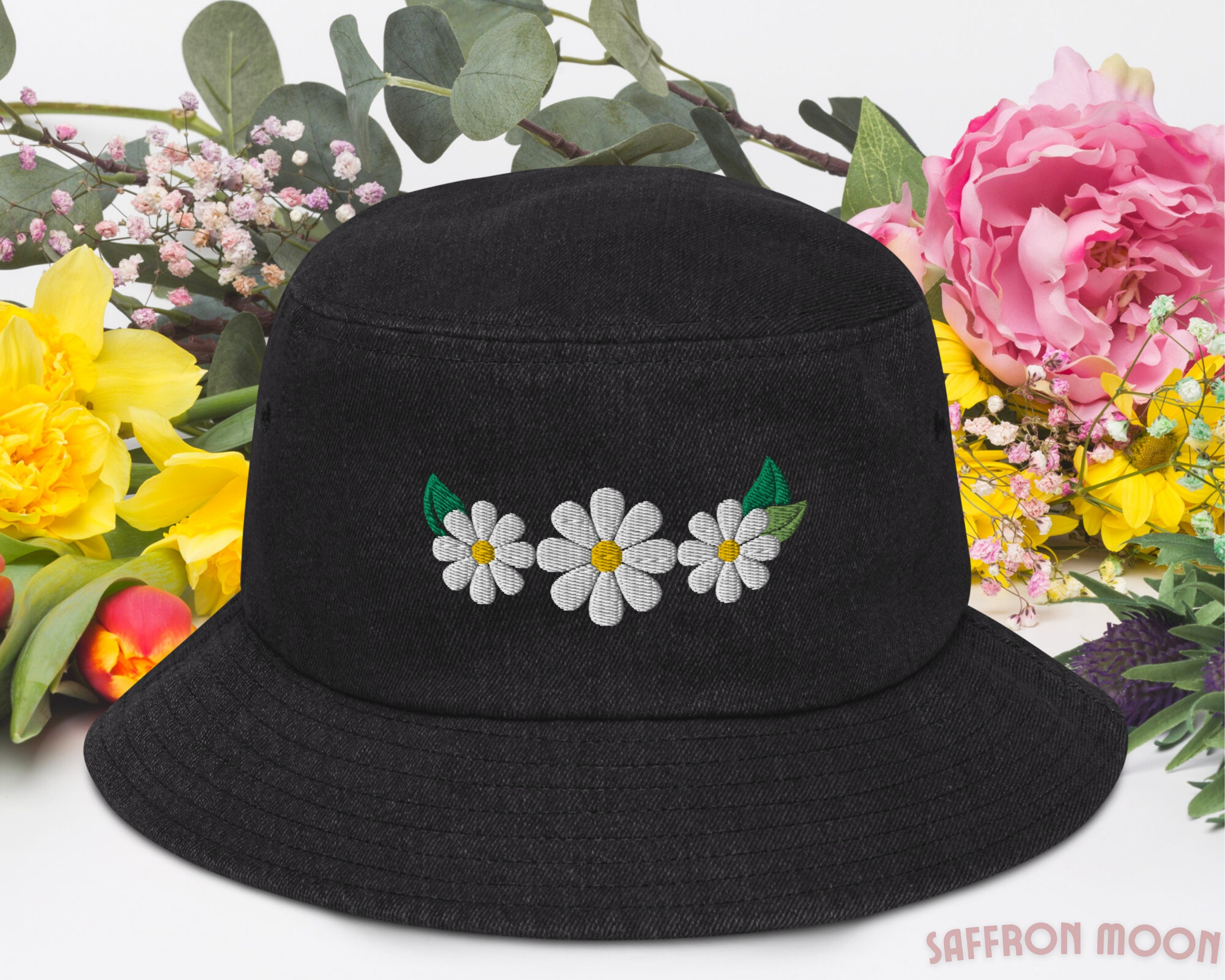 Daisy Flower Bucket Hat, 1960s Flower-power Vibes, Cotton Floral ...