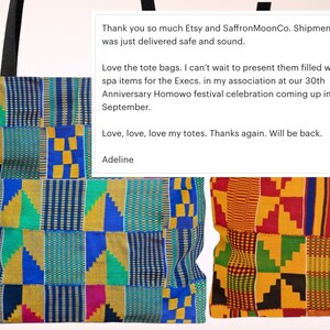 Kente Cloth Tote Bag, Gold Red Black Green Ethnic African Tribal ...