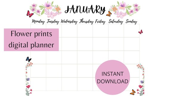 12 months planner Flower prints digital download | Etsy