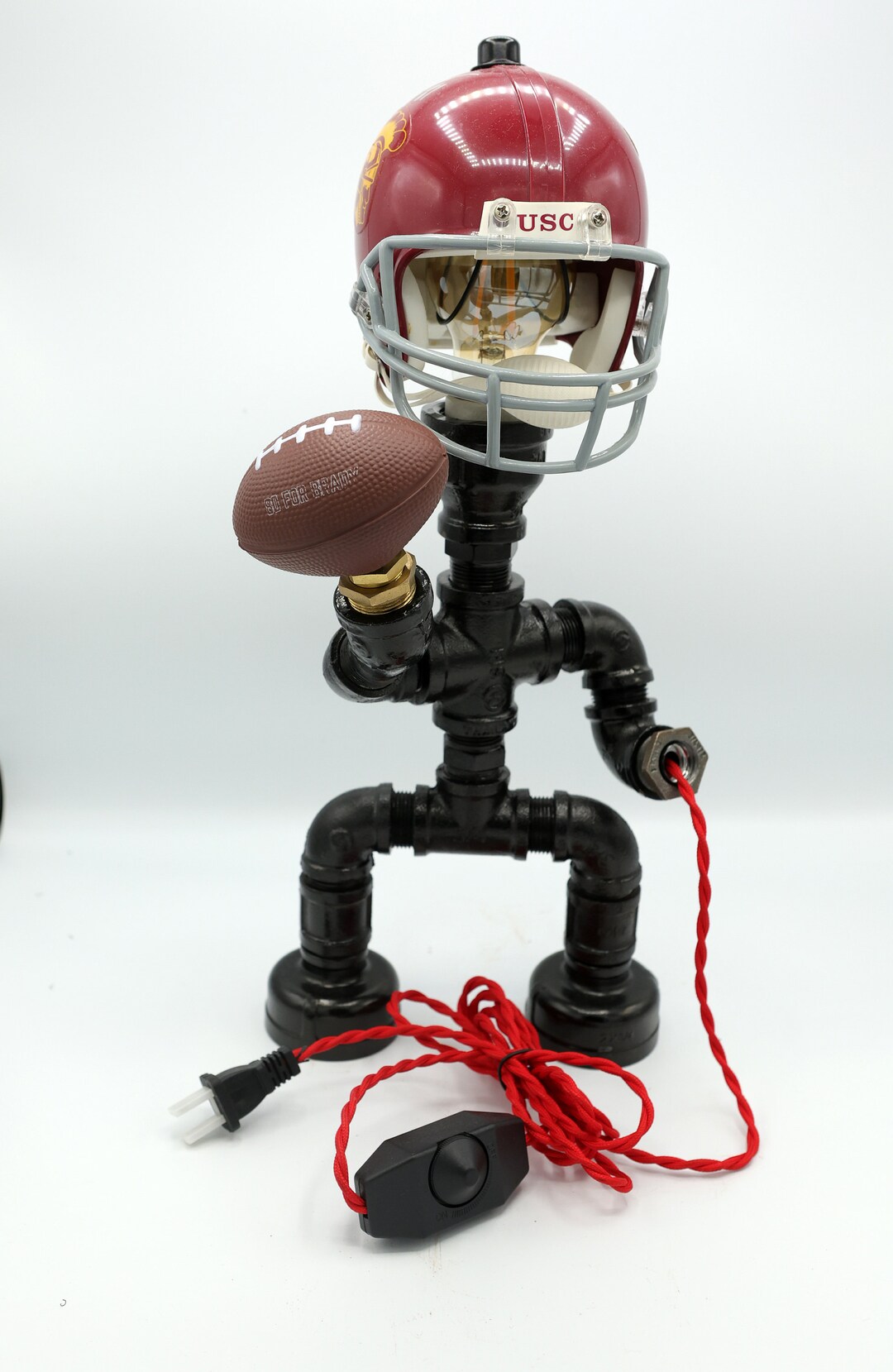 Handmade Steampipe Table Lamp Football Player - Etsy