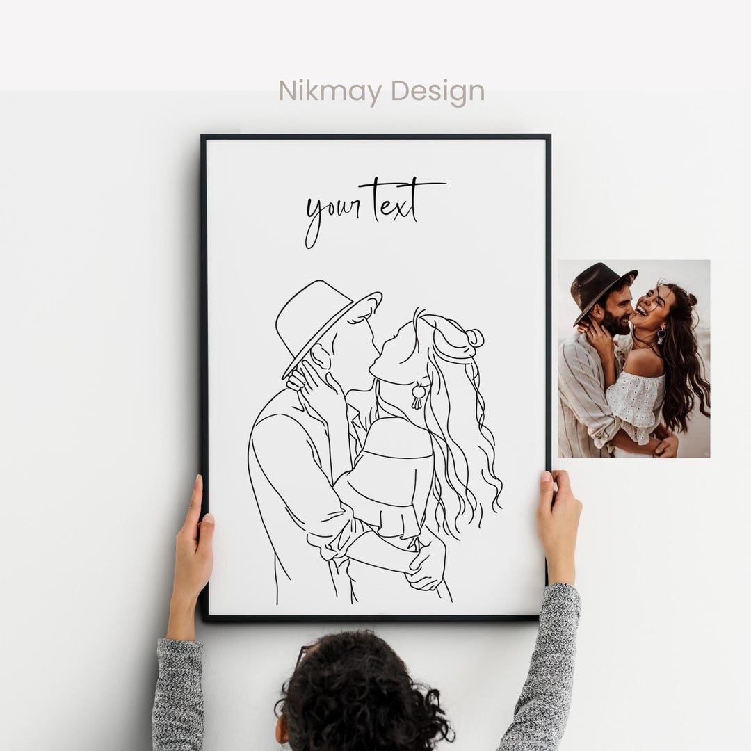Custom Line Drawing, Faceless Portrait, Couple Line Art, Personalized ...