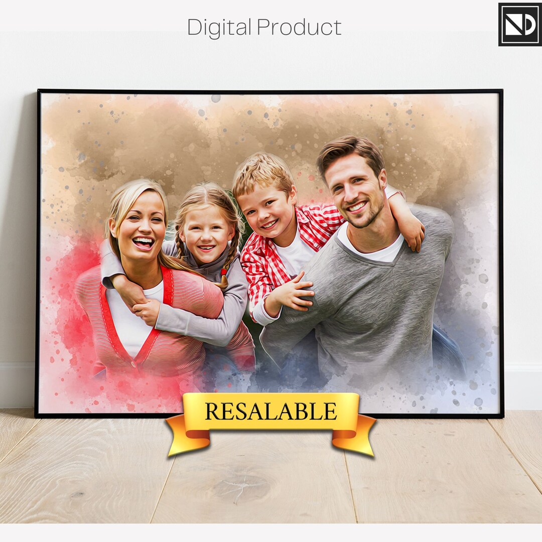 Personalized Family Portrait, Custom Watercolor Painting, Father-son ...