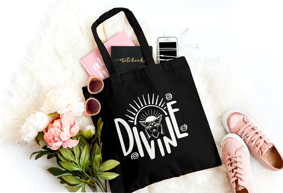 Divine Tote Bag Black Cute Shopping Bag Woman Design Trendy Tote Bag ...