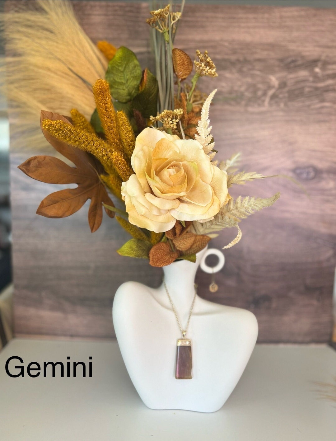 Gemini - Artificial Floral Arrangement. Ceramic Centerpiece With Faux ...