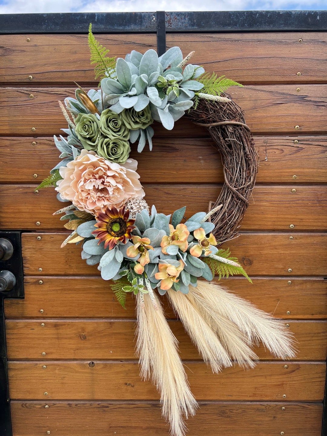 Bestselling Boho Chic Wreath in Earthy Tones for Front Door. Peonies ...