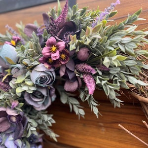 Boho Chic Wreath for Front Door. Purple, Blue and Green Lush Spring ...