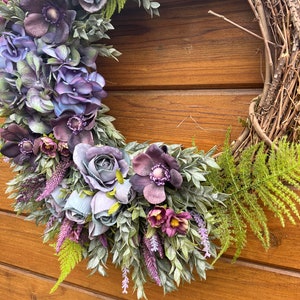 Boho Chic Wreath for Front Door. Purple, Blue and Green Lush Spring ...
