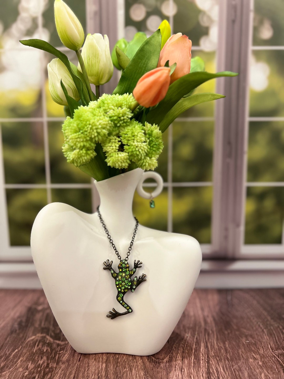 Good Luck Charm Home Decor. Faux Floral Arrangement. Ceramic ...