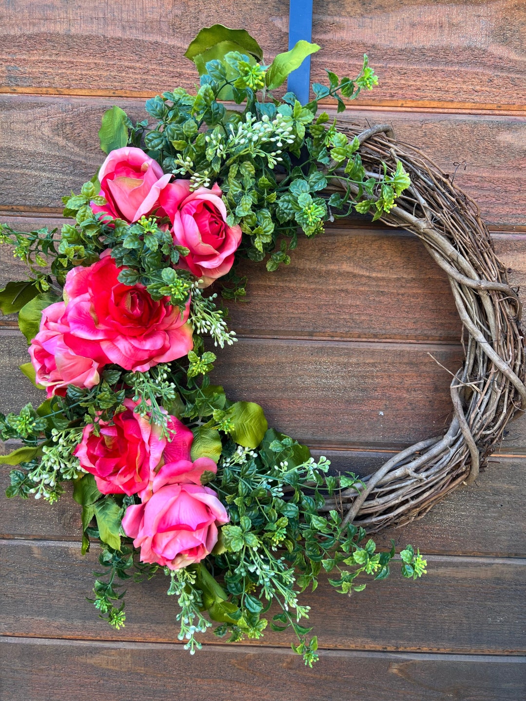 Pink Wreath for Outdoor. Pink Roses Wreath. Elegant Wreath for Front ...
