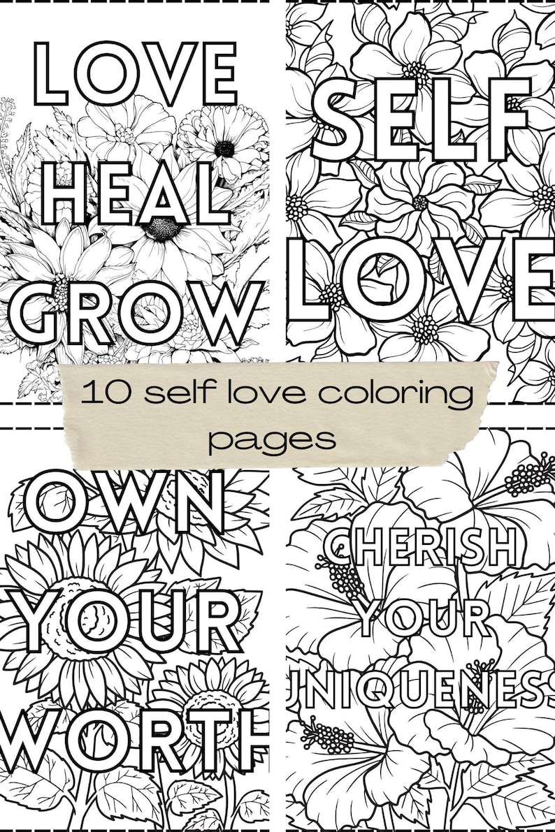 Empowerment in Colors: 10 Adult Self Love Coloring Pages PDF Printable ...