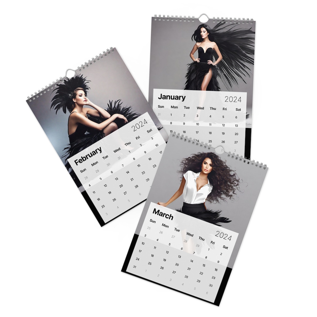 Feather Women Wall Calendar 2024 Print on Demand - Etsy