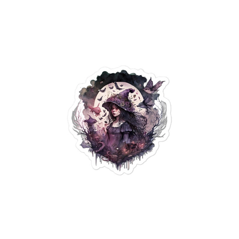 Dark Fairy Watercolor Sticker Gothic, Fantasy Witch Purple Magic Vinyl ...