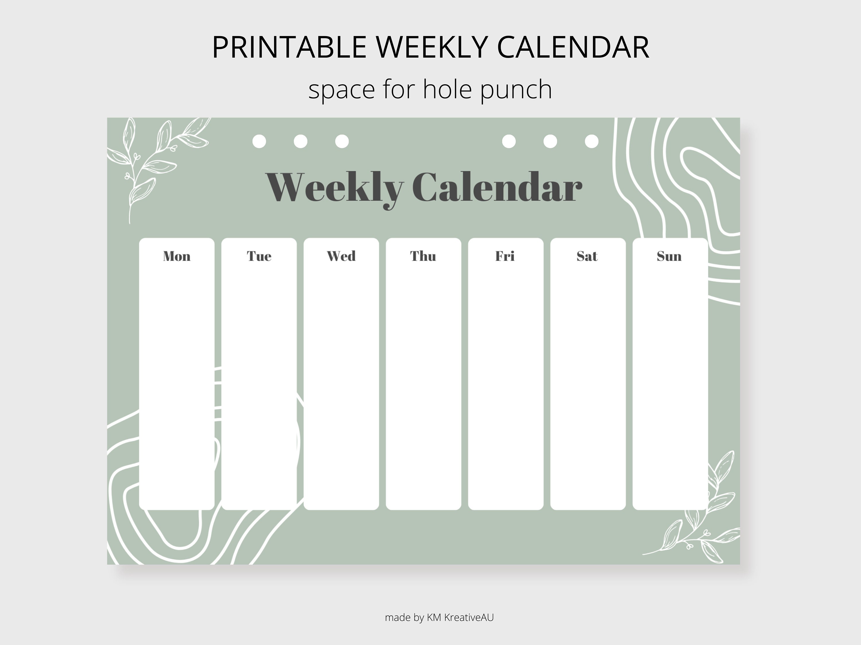 Printable Weekly Calendar Organiser - Etsy