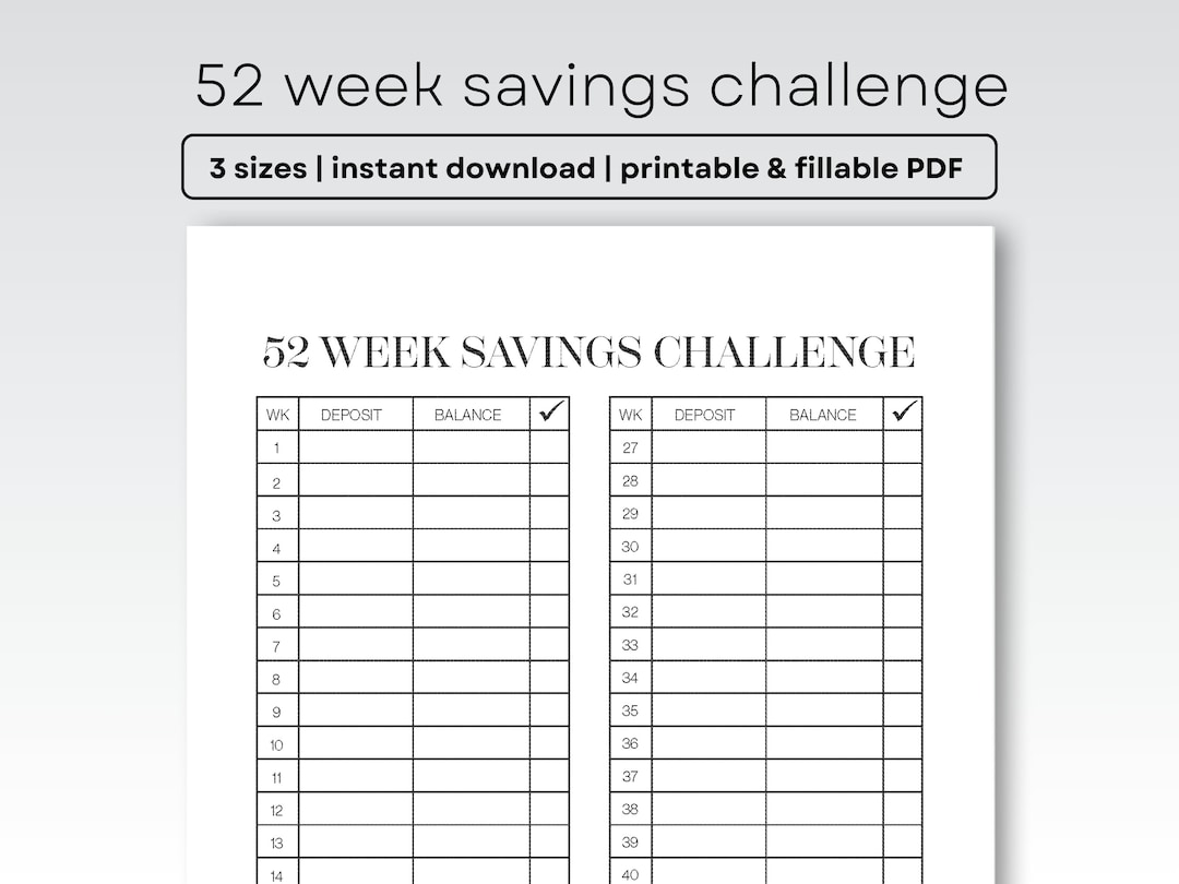 Printable Financial Organiser, 52-week Money Challenge Planner, Savings ...