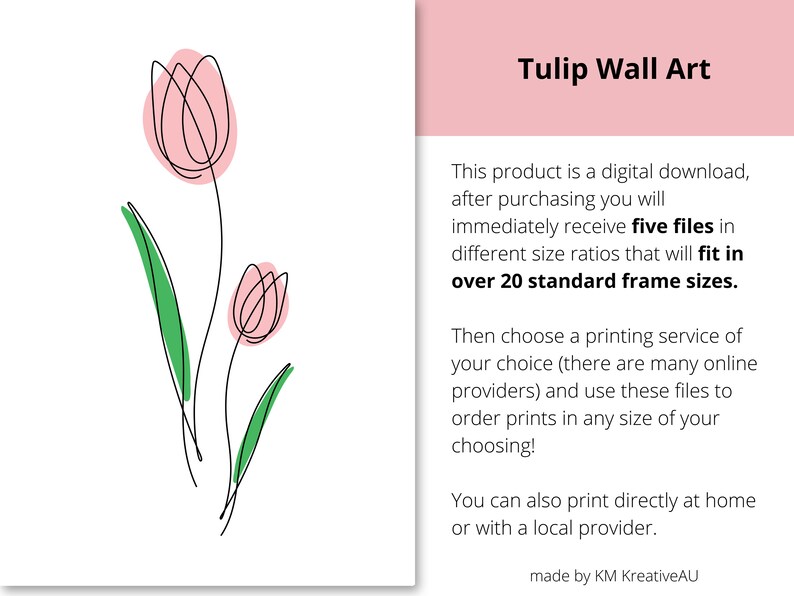 Tulip Line Art Digital Hand Drawn Minimal and Classic Design - Etsy