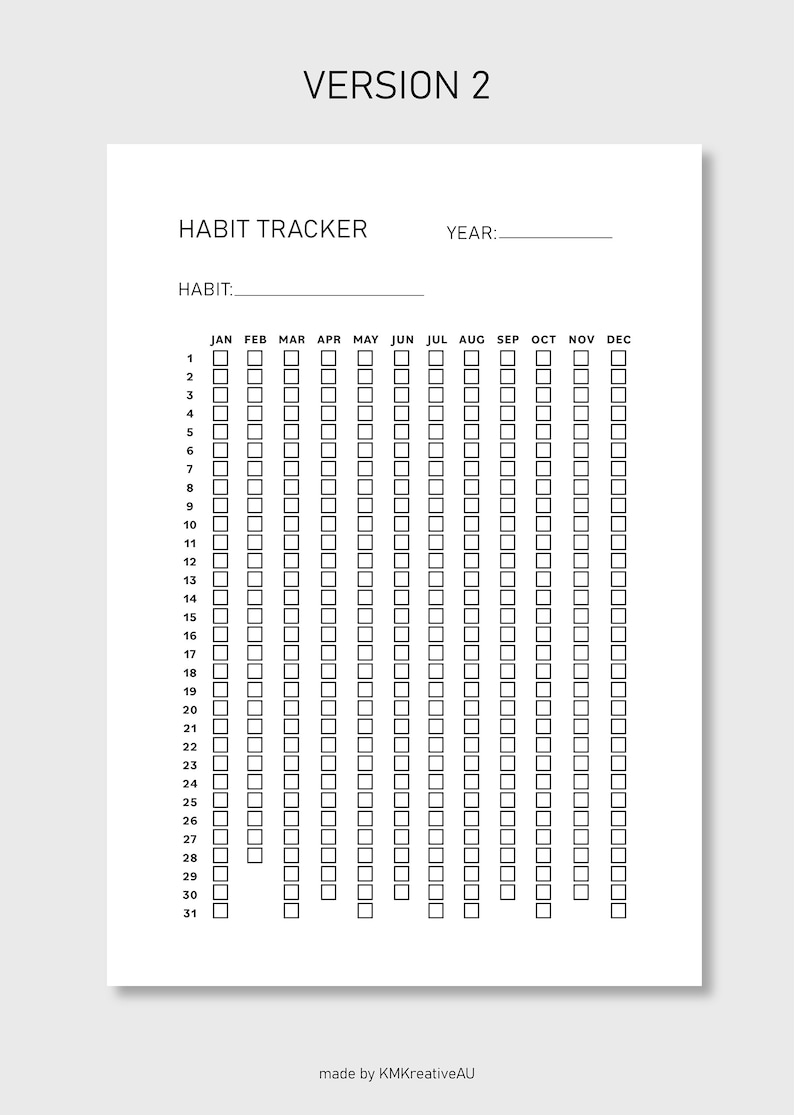 Yearly Habit Tracker Printable Track Habits, Goals, and Progress - Etsy