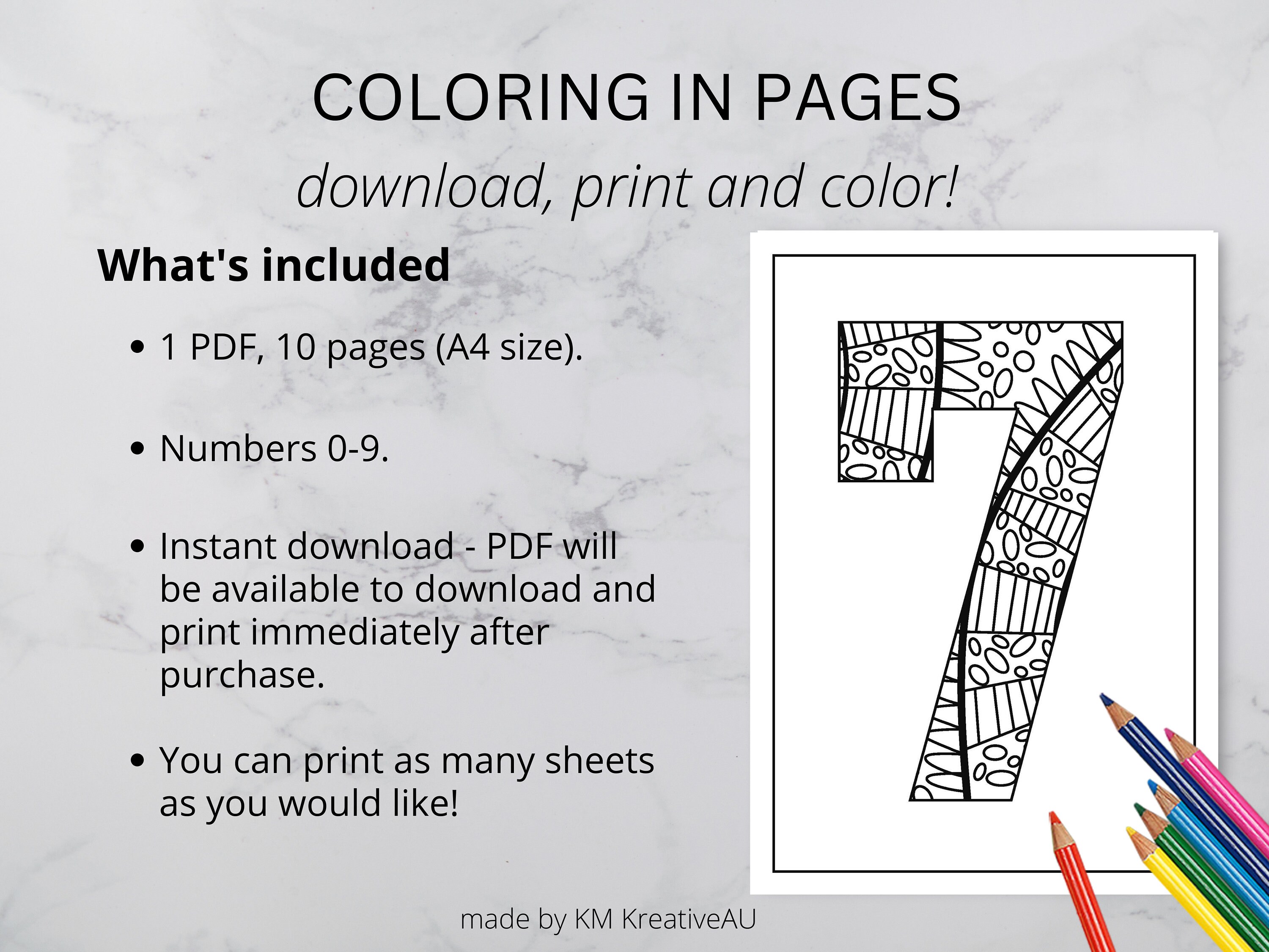 Educational Counting Pages, Printable Number Coloring Sheets, Fun ...