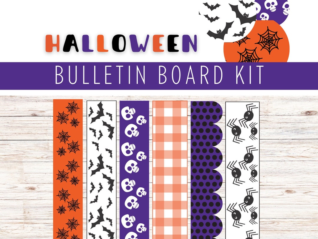 Halloween Classroom Bulletin Board Borders, Spooky Decor Trim Set ...