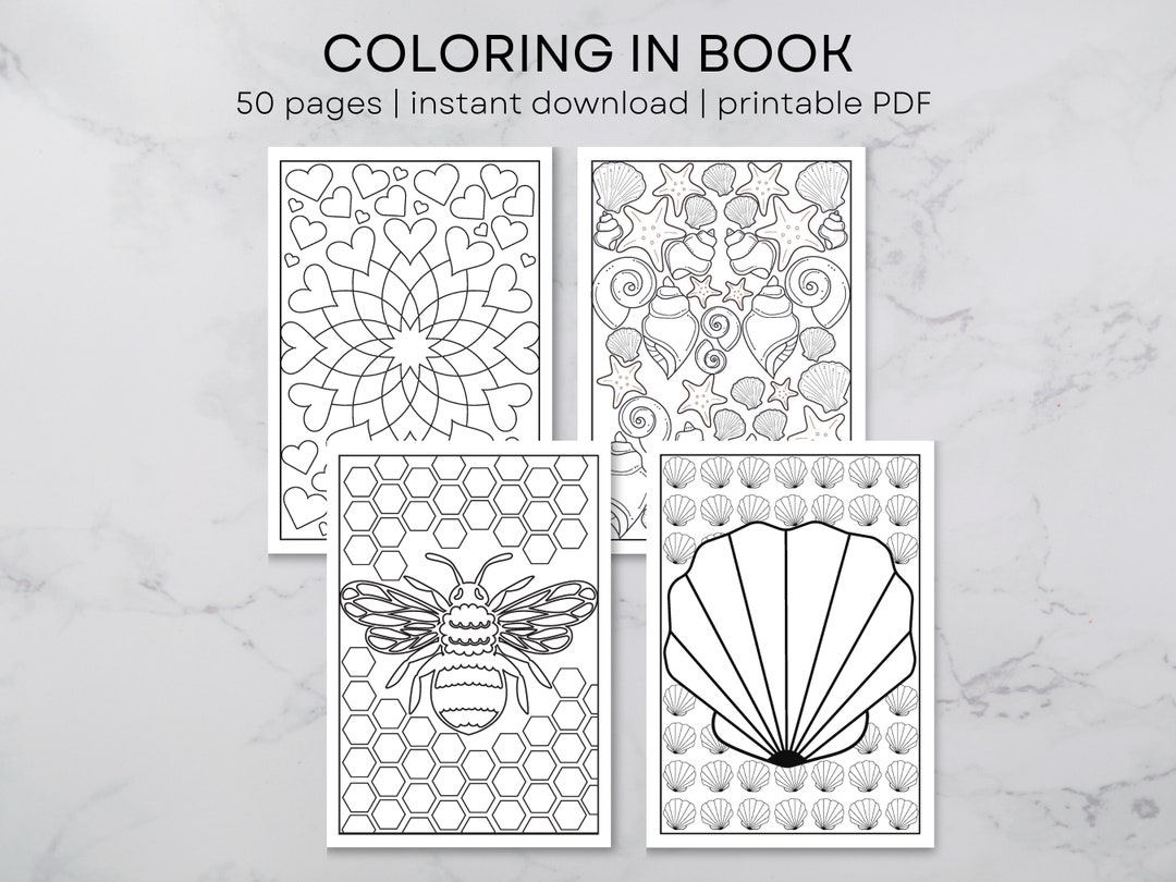 DIY Relaxation Art, Printable Adult Coloring Book, Mindful Coloring ...
