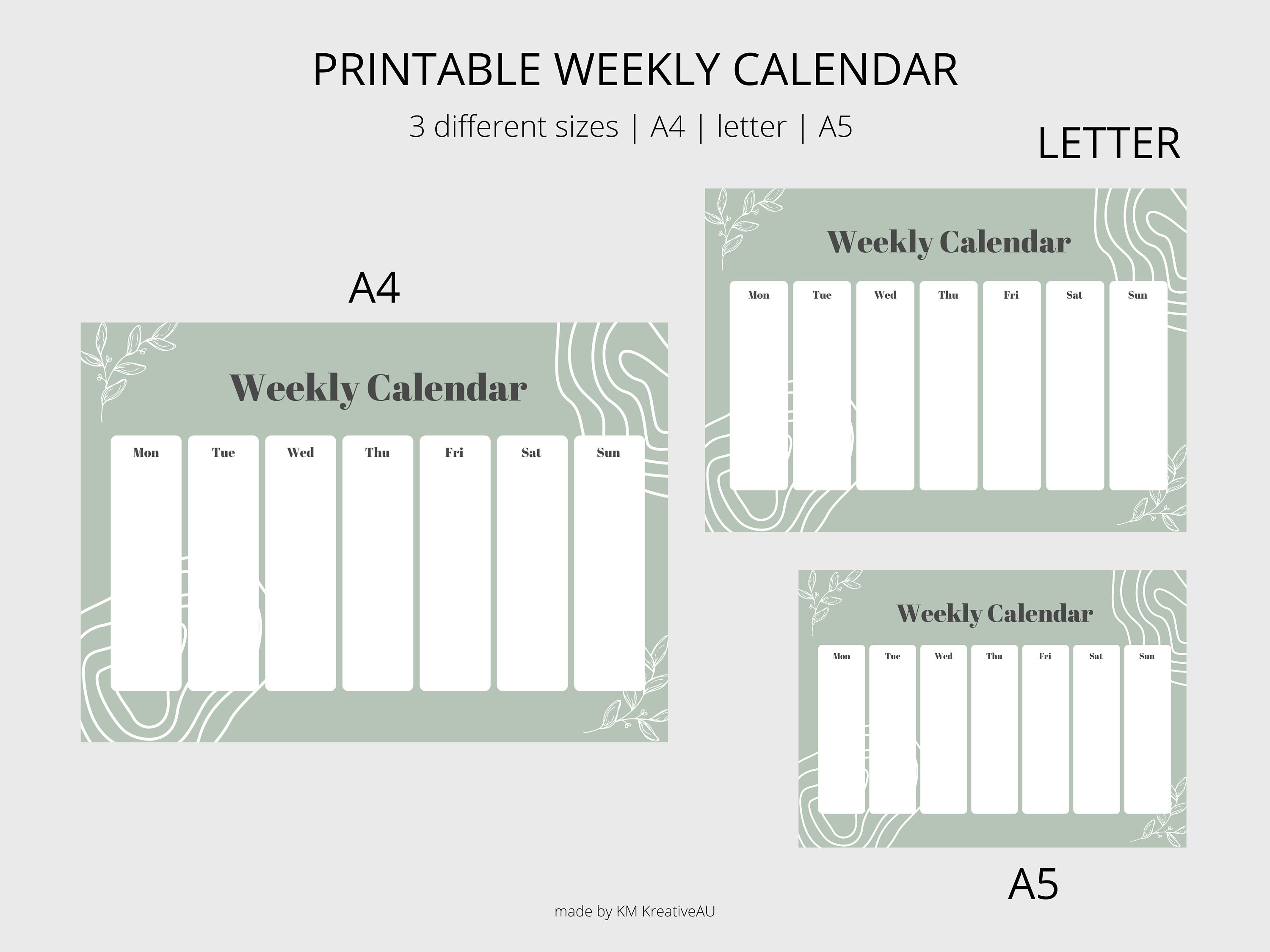 Printable Weekly Calendar Organiser - Etsy