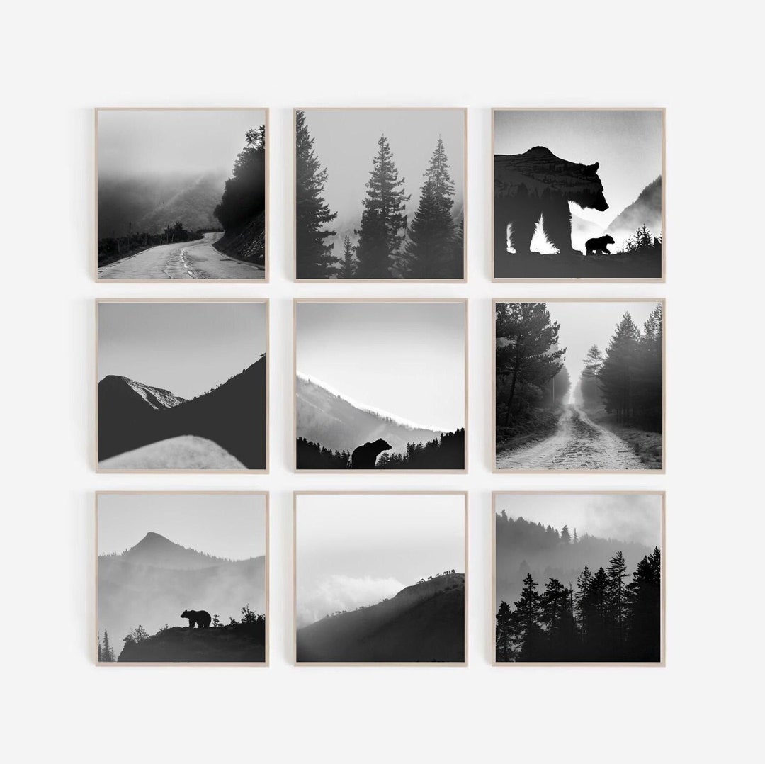 Set of 9 Nature Art | Set of 9 Mountain Wall Art | Landscape Print Set ...