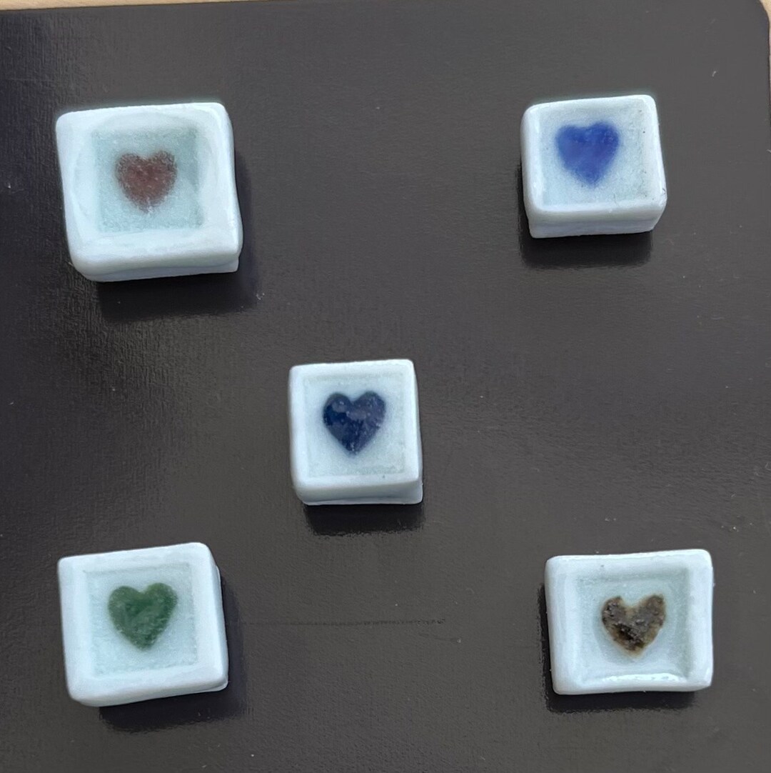Porcelain Square Heart Magnets - Etsy