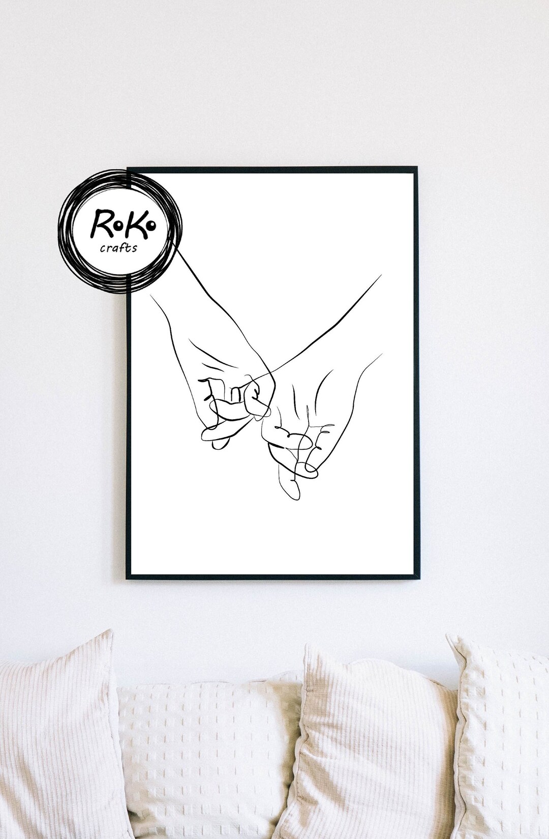 Hand Line Drawing Print,holding Hands Line Drawing Poster,minimalist ...