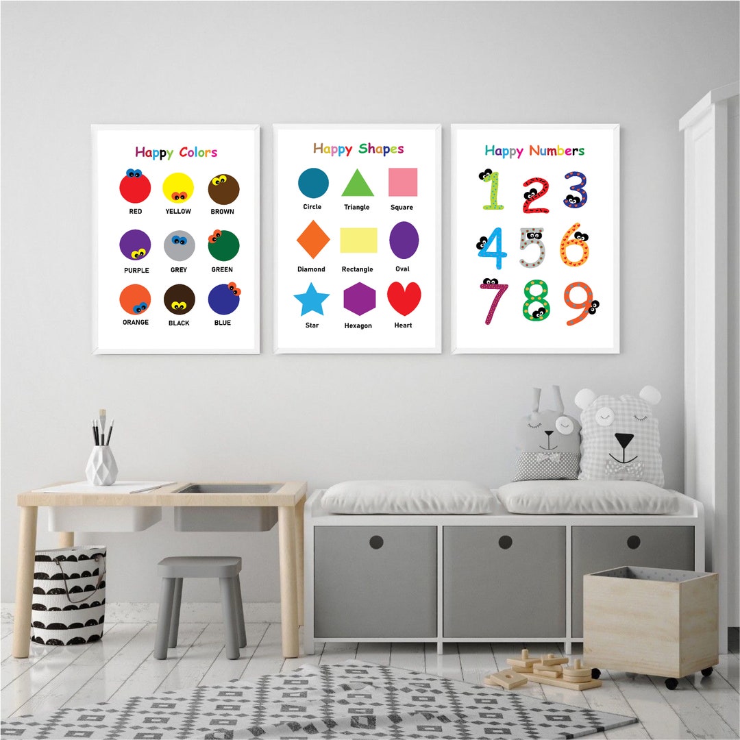 Nursery Decor Set, Educational Poster, Nursery Print Bundle, Nursery ...